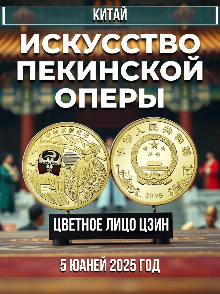 Китай 5 юаней 2025 год Искусство Пекинской оперы Цветное лицо Цзин