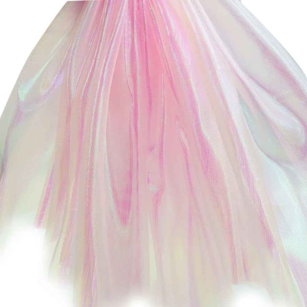 59 дюймов ширина голограмма ткань прозрачная кукла Ткань Свадебный фон материал Марля ткань Блестящий сценический Декор многоцветный