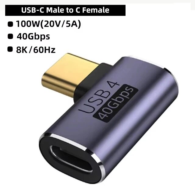 Thunderbolt 4 USB4.0 40 Гбит/с PD100W 5A USB C в тип C Преобразователь быстрой зарядки OTG типа C USB C Адаптер данных для Macbook 8K60HZ T4