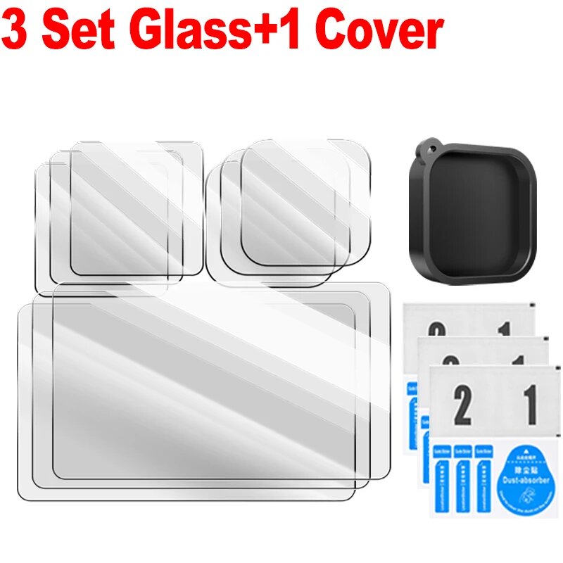 Защитное стекло для GoPro Hero 9/10/11/12/13 BAPPSUS 3 Set Glass 1Cover, GoPro Hero 13
