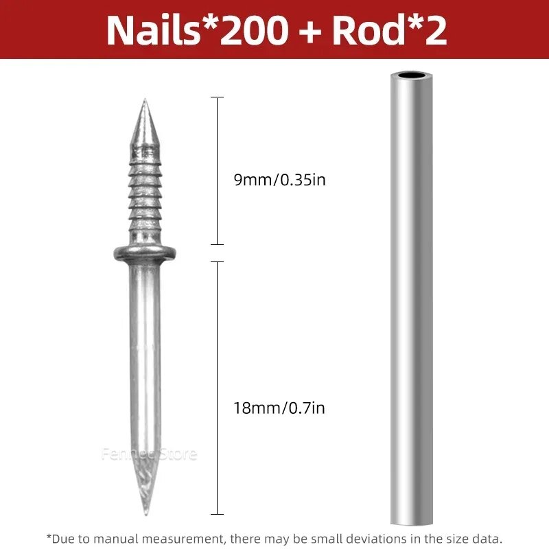 Металлические бесшовные гвозди с плинтусом 200/400/500/1000 шт. 200 Nails 2 Rod
