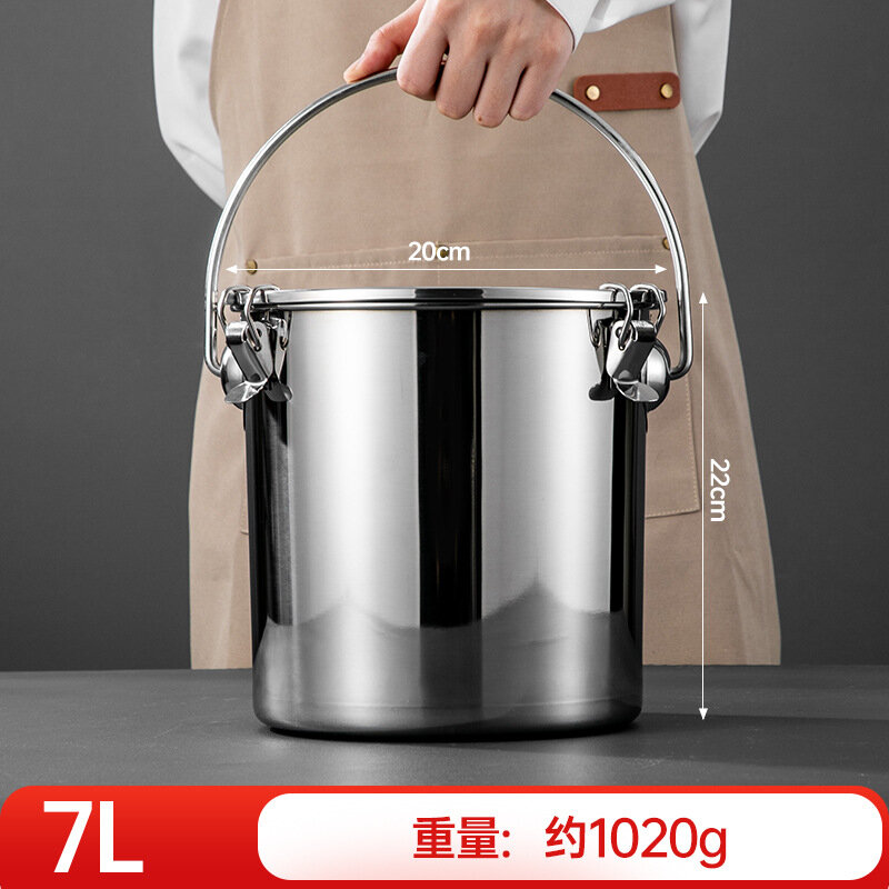 Герметичный ведро из нержавеющей стали, очень толстое, ведро для риса, защищенное от насекомых и влаги, ведро для хранения риса, домашнее ведро для хранения риса, ведро для супа, ведро для муки, масленка