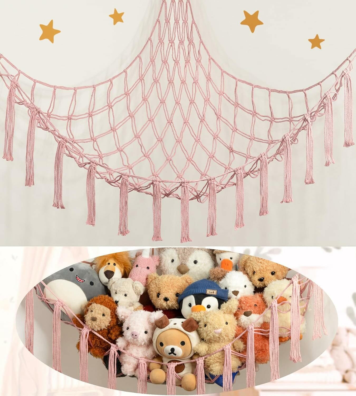 DINGXIAN Угловая подвесная сетка для хранения плюшевых игрушек, хлопок, органайзер для детской комнаты