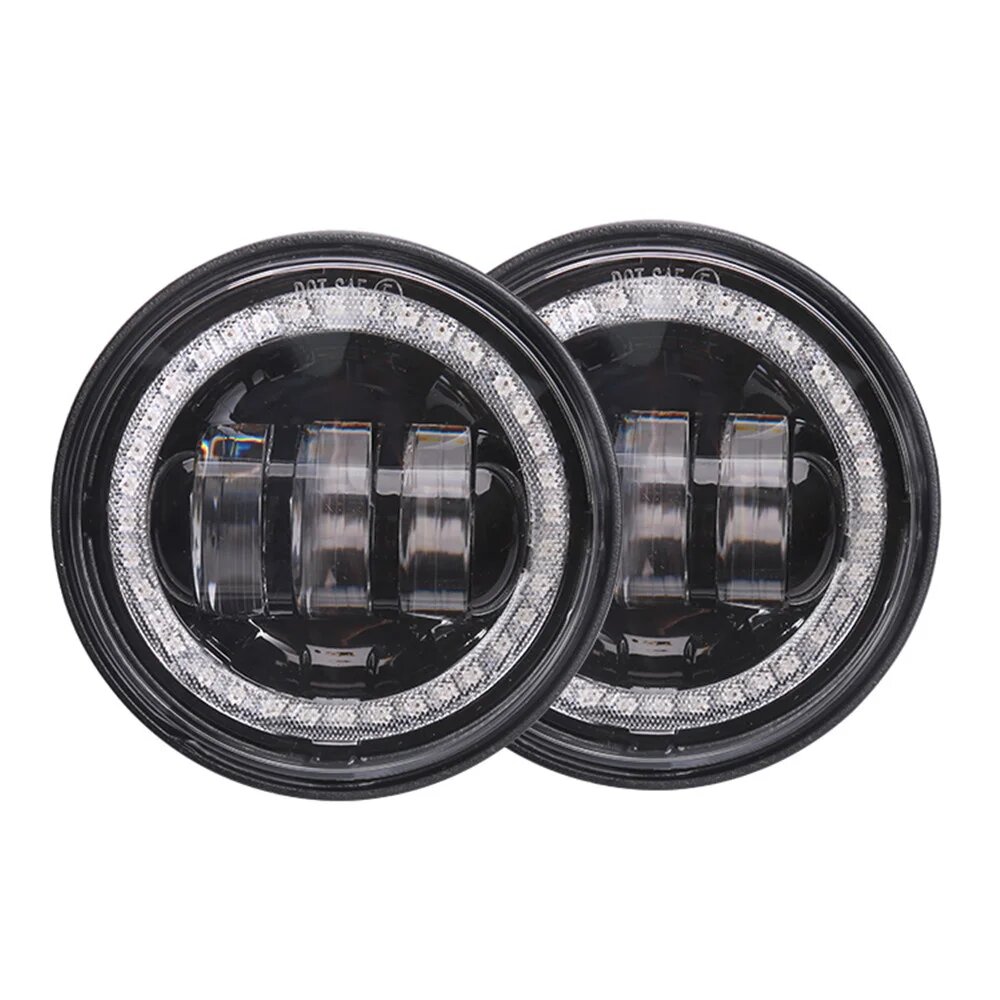 4,5-дюймовые светодиодные противотуманные фары, проектор 4-1/2 дюйма, фара для Harley Classic FLHR Road King, 4,5-дюймовые светодиодные противотуманные фары, хромированный черный Черный, B Black