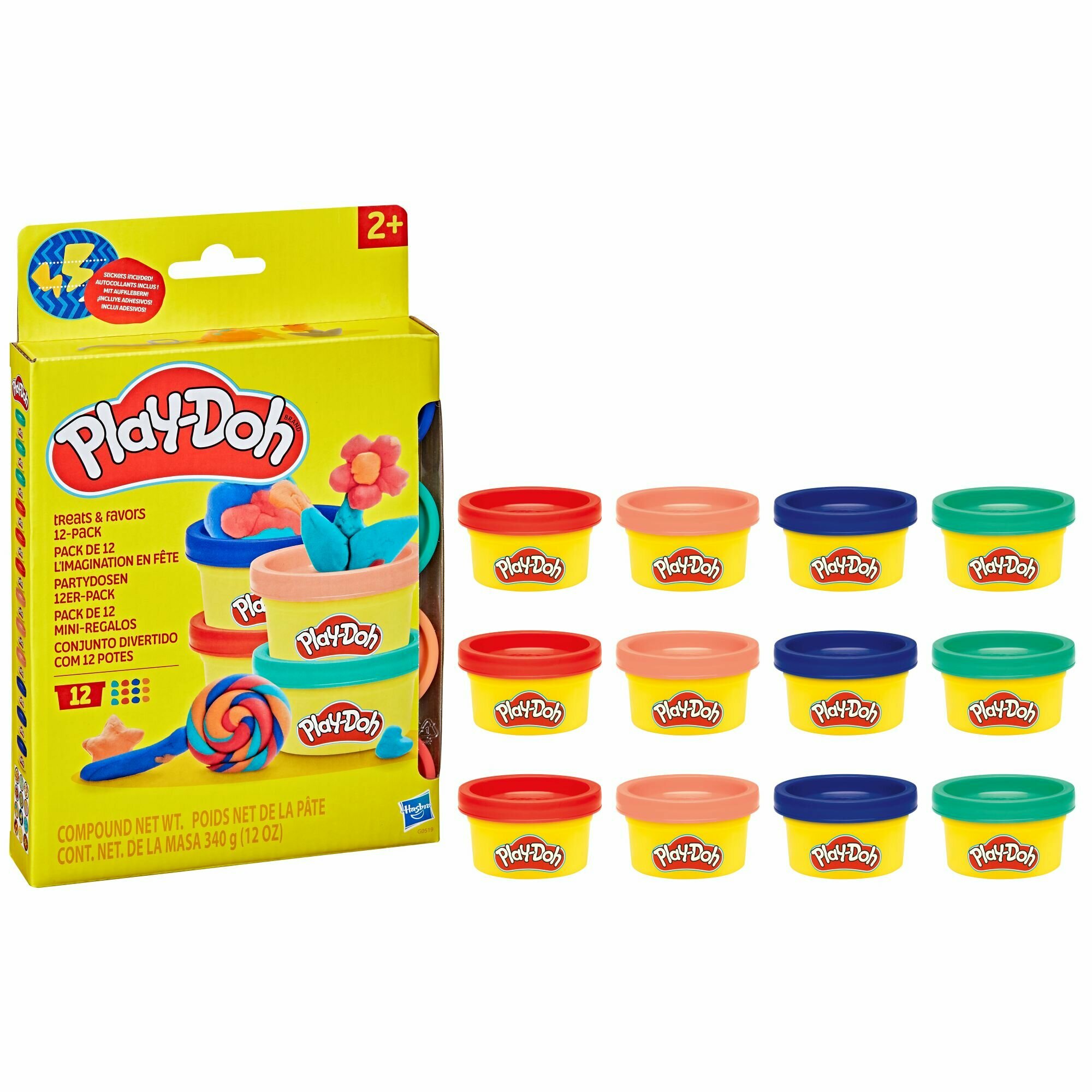 Масса для лепки Hasbro набор Play-Doh 12 баночек 4 цв.