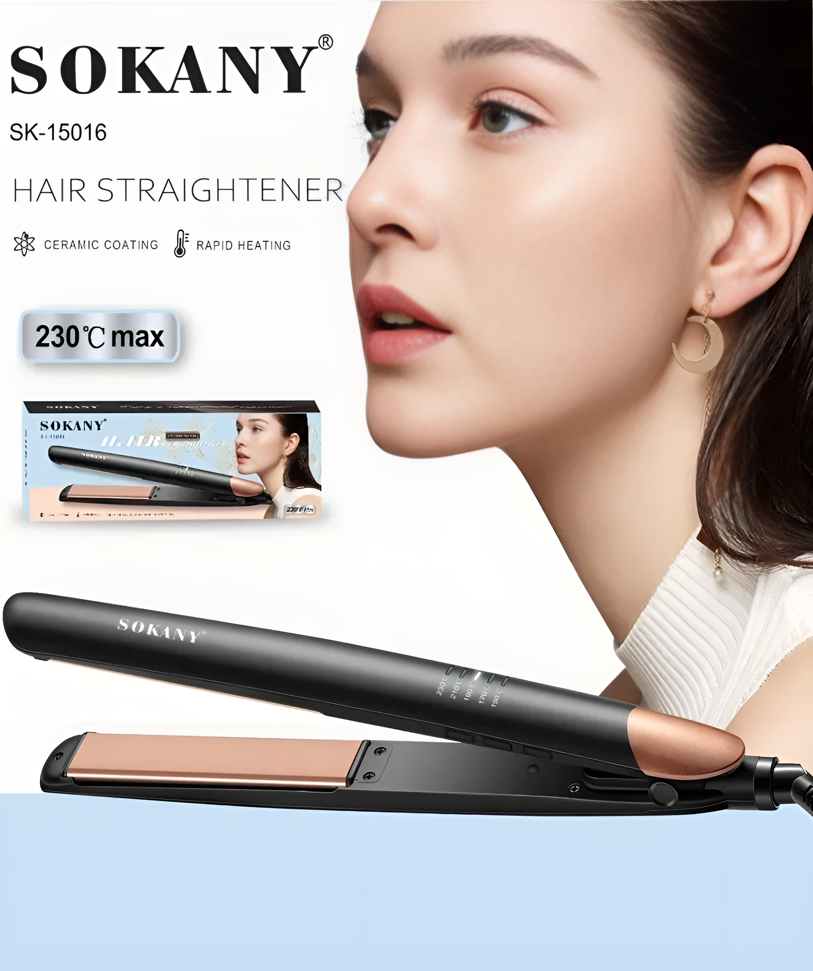 Утюжок-гофре SK-15016 черный: керамические пластины, 2 режима, нагрев за 30 секунд для объема.