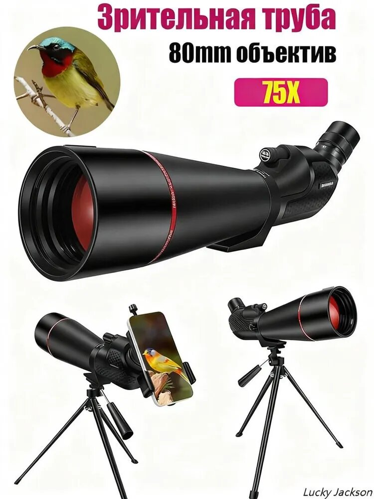BORWOLF 25-75X80 Зрительная труба / подзорная труба / монокль , телескоп. сумка.80ММ объектив