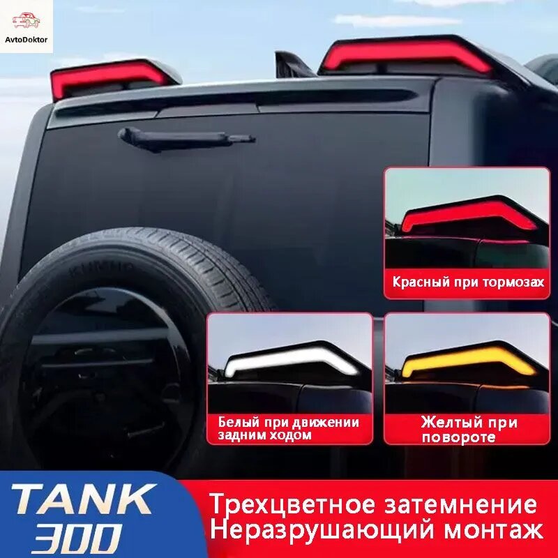 Спойлер для автомобиля Tank 300, 2 шт, крыша, ABS пластик, черный цвет