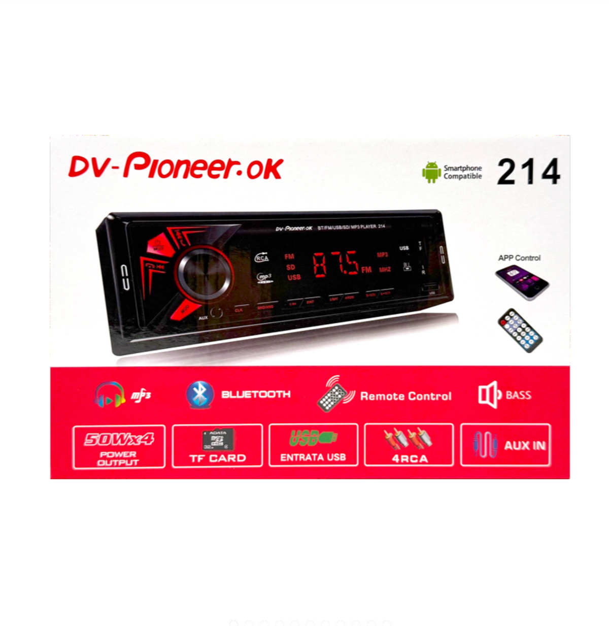Автомагнитола FM/BT/USB/TFplayer DV-Pioneer. OK 214
