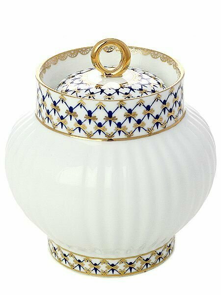 Сахарница форма "Волна", рисунок "Кобальтовая сетка", Императорский фарфоровый завод