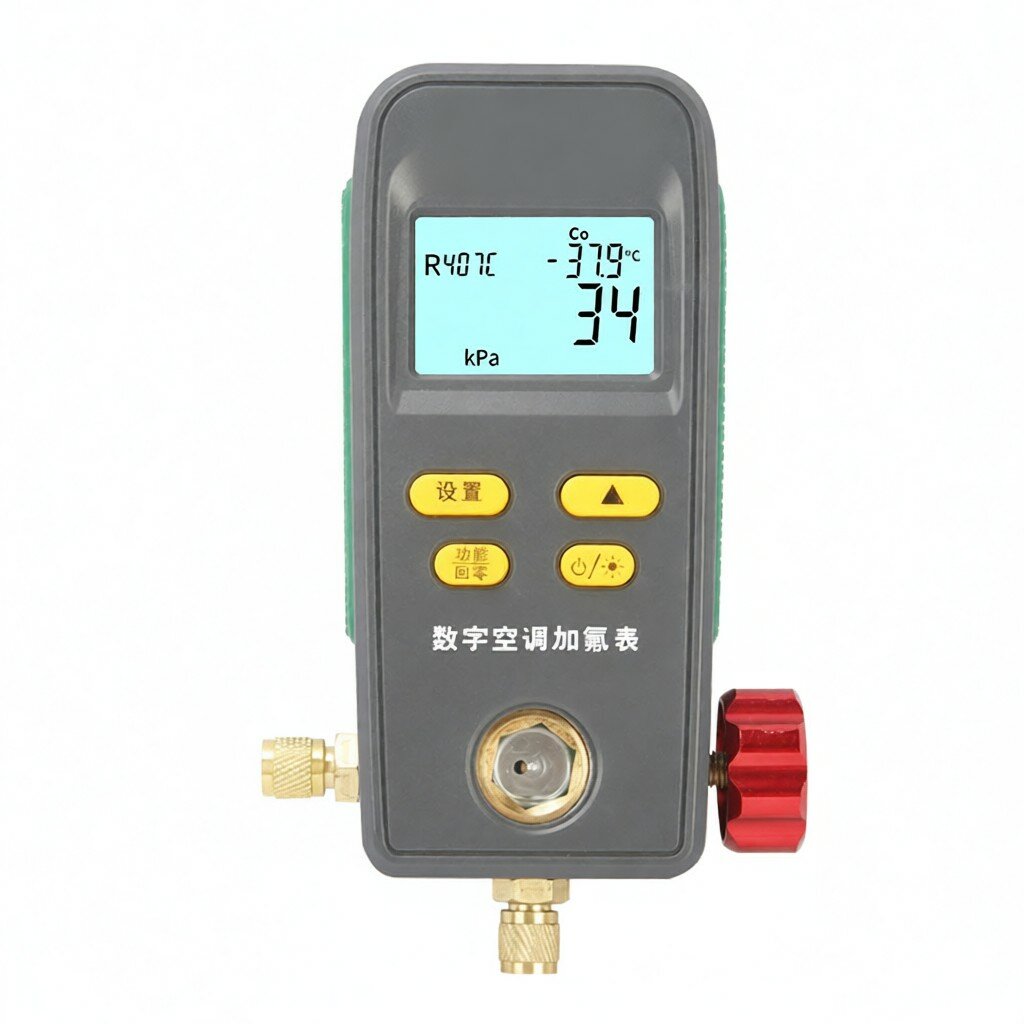 Digital Manifold Gauge Vacuum Pressure Temperature Leakage Tester Fluoride Meter HVAC System Gauge для Кондиционера Холодильника, Материал: ABS, Единицы измерения давления: Kpa; Mpa; bar; inHg; PSI, Диапазон измерения давления: 0Kpa-6000Kpa, Разрешение