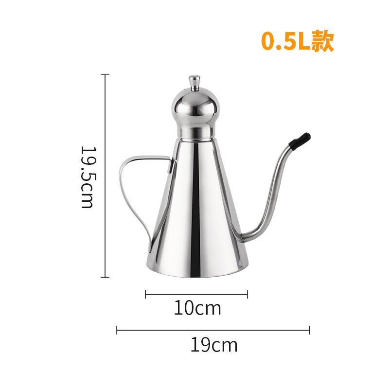 304 Нержавеющая сталь масляный горшок в форме барабана, герметичный, для домашней кухни, с длинным носиком, для соевого соуса, уксуса, приправ, винный горшок, количественный горшок для приправ