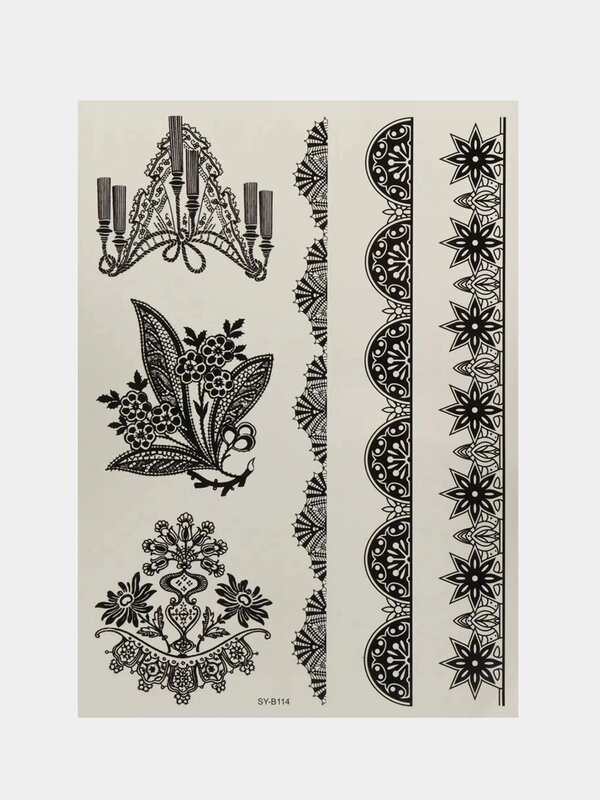 Переводные временные водные татуировки (тату) черно-белые