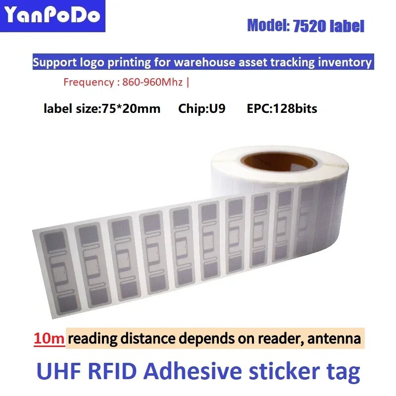 Идентификационный оригинальный Smartrac Dogbone 860-960 МГц большой диапазон 1-15 метров UHF RFID тег Gen2 U8 Impinj чип RFID