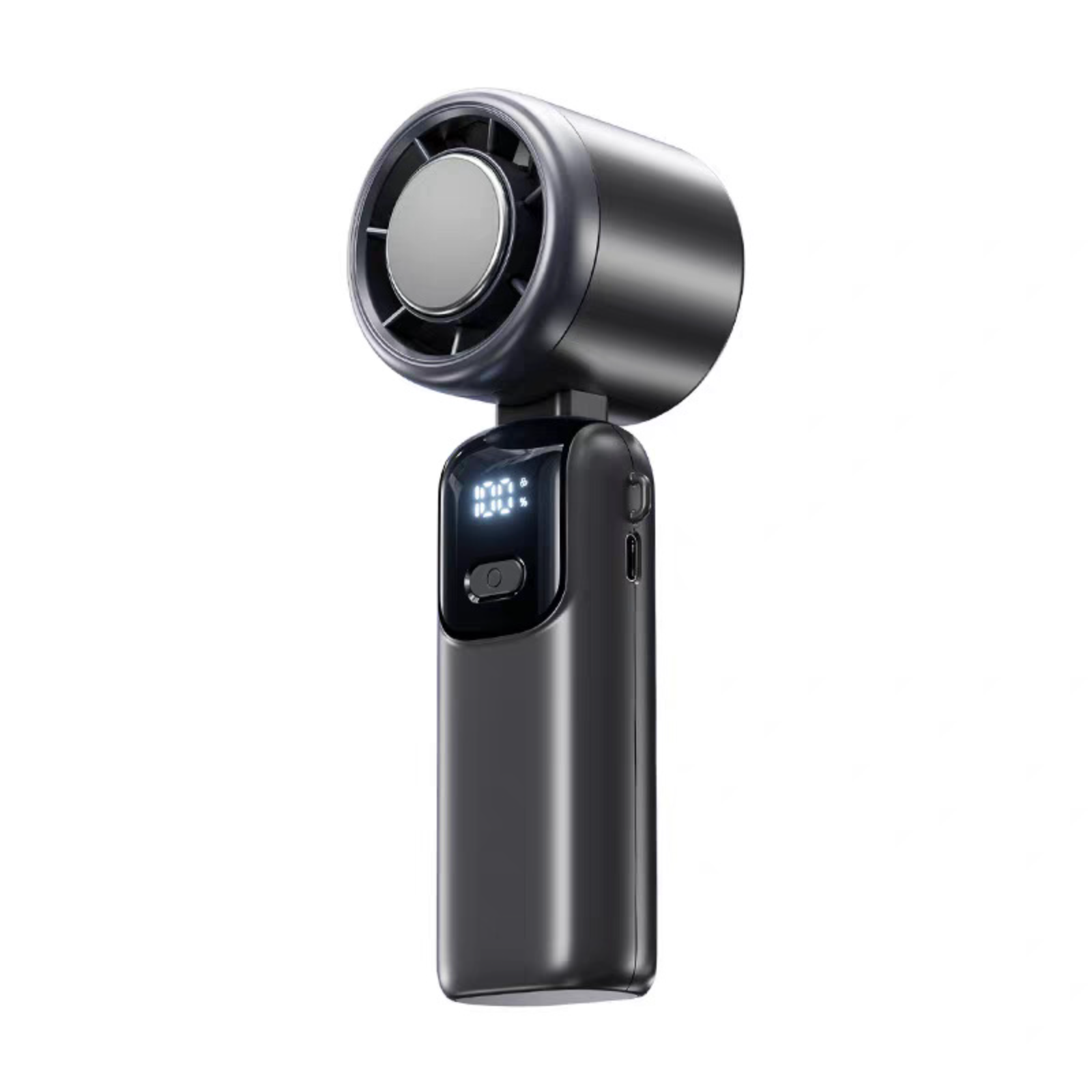 Воздухопровод Handheld Fan Mini USB Fan Silent Large Wind Digital Display Small Fan Dual Power Long Battery Life Portable, Темно-Серый (Cooling Ice Compress Edition), 57.4*163mm, В комплект входят: Вентилятор ×1, Ремень ×1, Кабель USB для зарядки ×1,