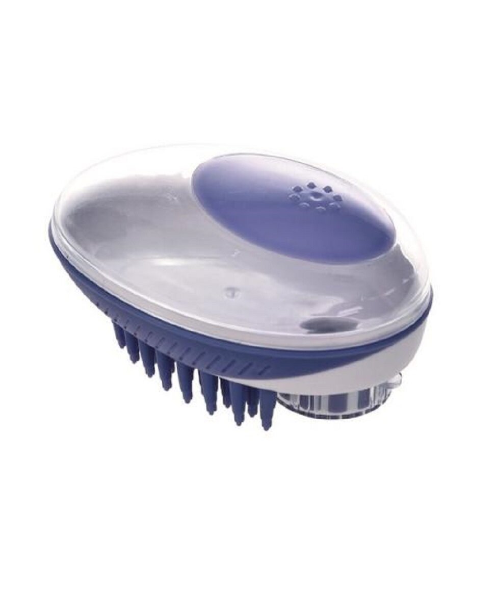 M-PETS Щетка для мытья животных с дозатором для мыла Рубиз синяя, 11,5х7,5см