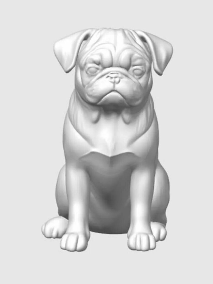 Ростовая статуэтка собаки-Мопс (10см, белый)