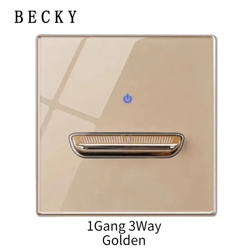 Стеклянный светодиодный переключатель 1Gang 3Way-Golden