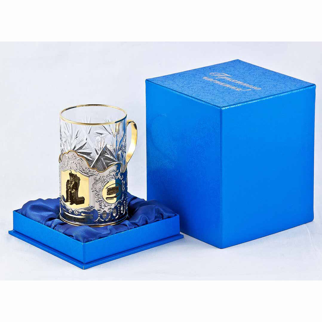 Подстаканник "Мудрый начальник!" в/з карт. футляр, хруст. стакан, гравировка в 4-х местах ПД-326/1У