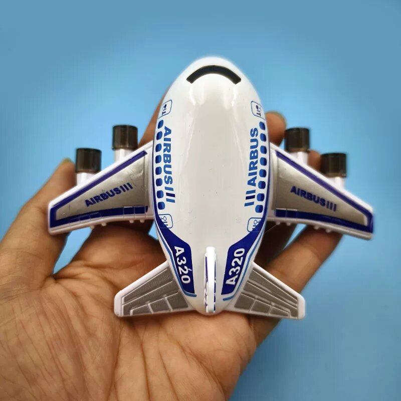 Детский игрушечный самолет A320 с винтовым приводом в стиле чиби, синий хвост, развивающая игра