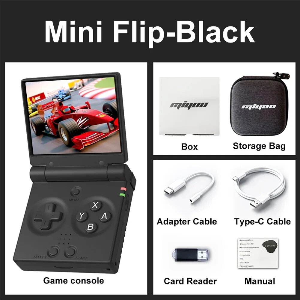 Miyoo Mini Flip Black — портативная игровая консоль