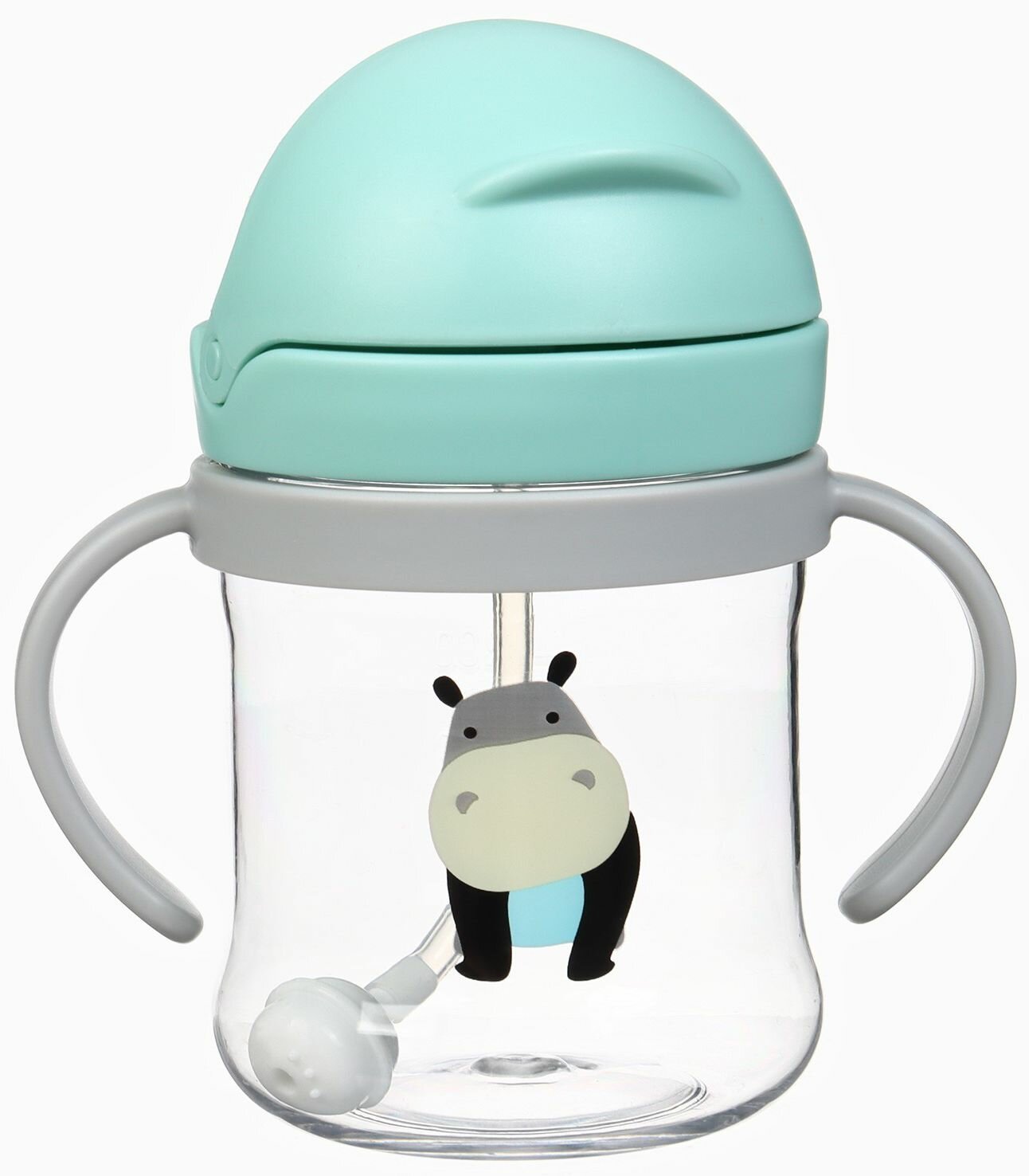 Поильник-непроливайка с силиконовой трубочкой и грузиком для малышей, детская бутылочка с удобными ручками, 250 мл, цвет бирюзовый