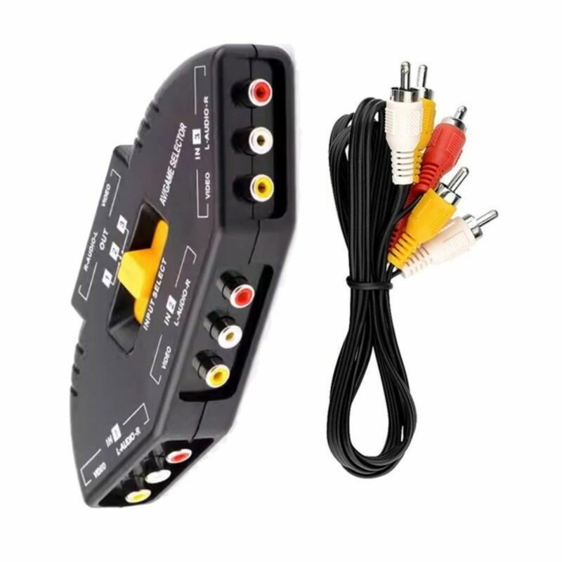 Новый 3-канальный аудио- и видеомагнитофон RCA-AV L/R stereo switcher splitter-черный