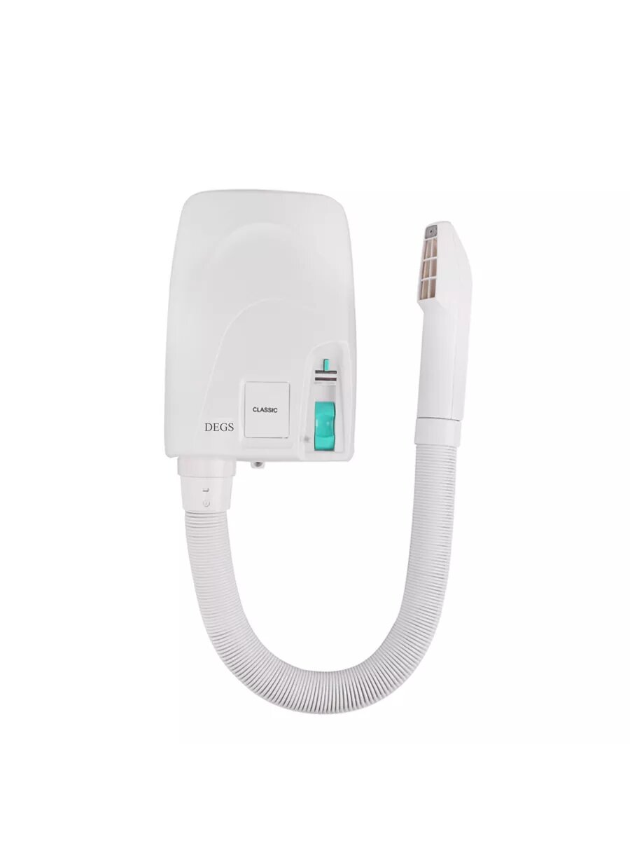 Фен DEGS WS-B100, защита от перегрева, ионизация, настенный, белый