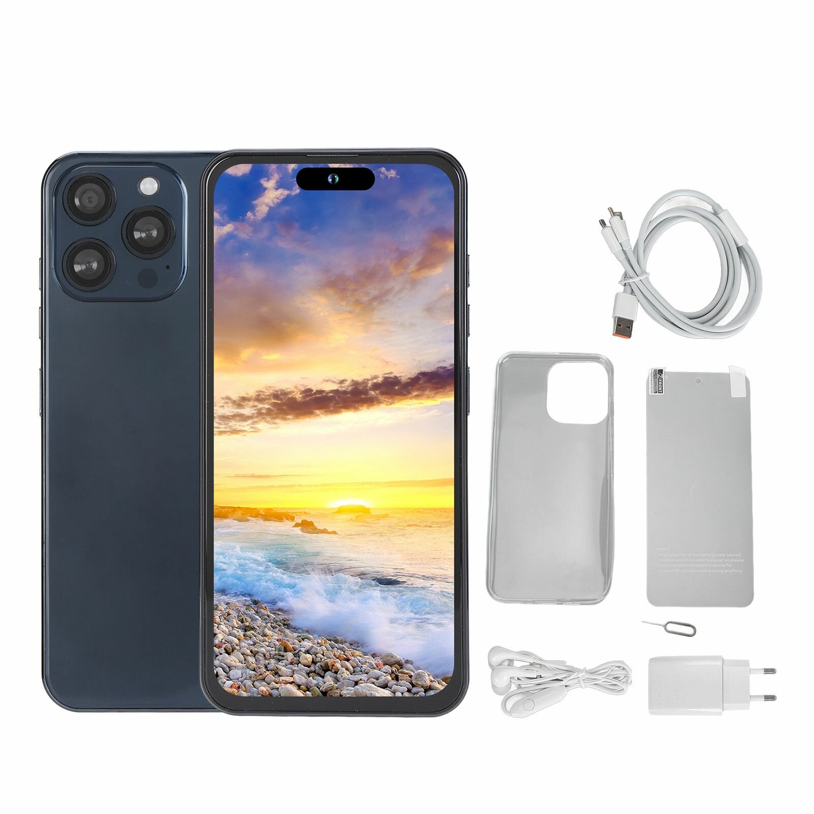 Смартфон I14 Pro Max 6.7" 8/256GB, двухдиапазонный Wi-Fi, Android 12 (Синий, EU)