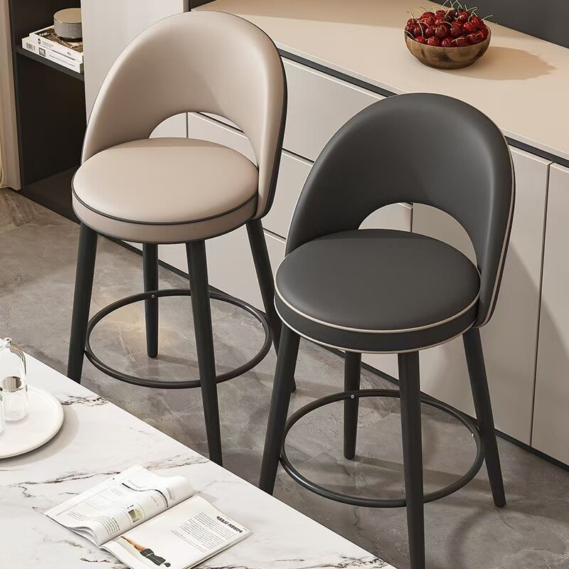 Барный стул полубарный 55 см со спинкой дымчатый, с кольцом, 1 шт