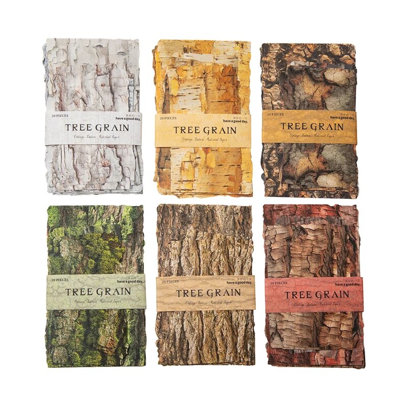 20 шт, материал с текстурой коры, бумага, эстетическая бумага для скрапбукинга, сделай сам, украшение для журнала, винтажные канцелярские принадлежности, эстетический рукопис