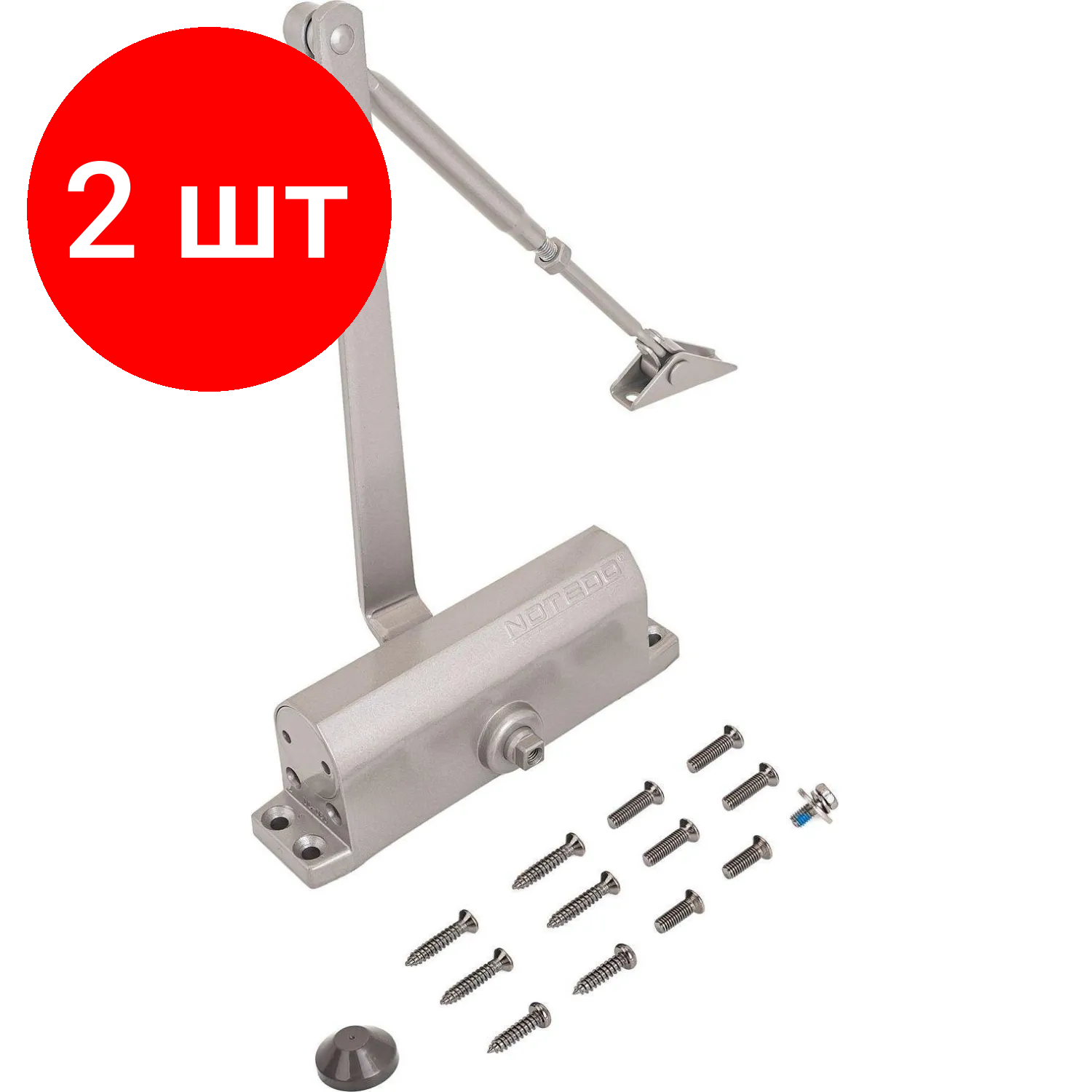 Комплект 2 штук, Доводчик дверной NOTEDO DC-080 GRAY 60-120 кг серый (10)