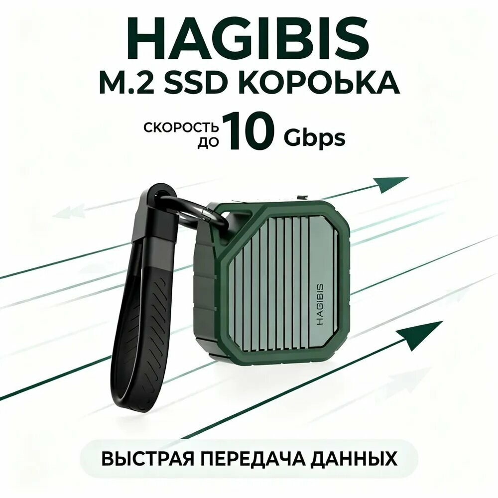 Корпус Hagibis M.2 NVMe, для SSD, алюминиевый, темно-зеленый