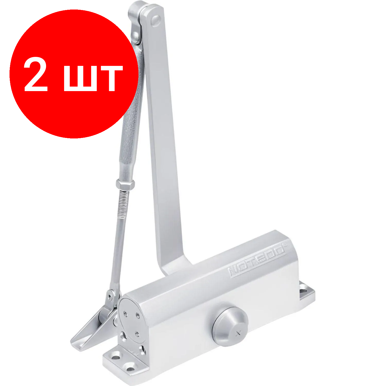 Комплект 2 штук, Доводчик дверной NOTEDO DC-090 SILVER  60-130 кг сереб. (10)