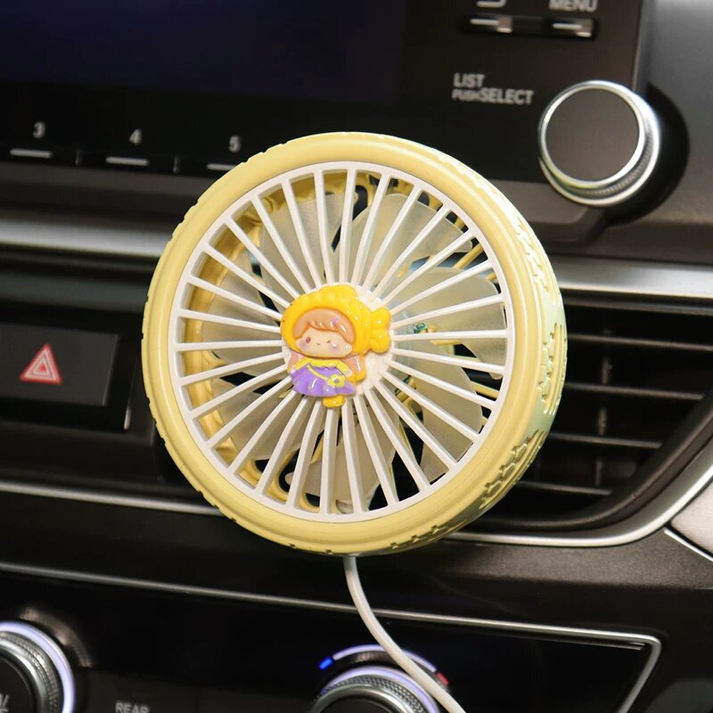 Фиолетовая девушка желтый автомобильный вентилятор с USB тихая сильная подача воздуха портативный