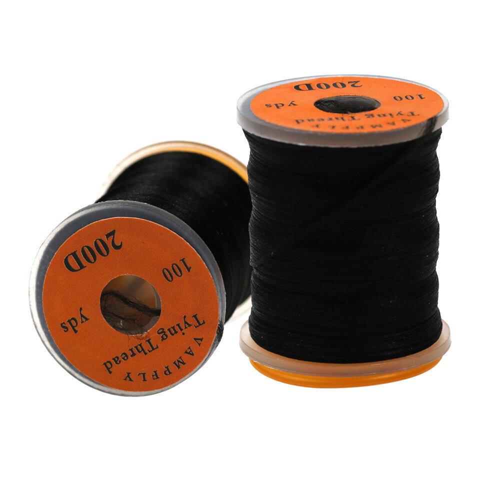 200D Fluorescent Color Fly Fishing Tie Line with Hair Hook Tie Line Fly Tie Line Manual Tie Hook Recommendation (Black)