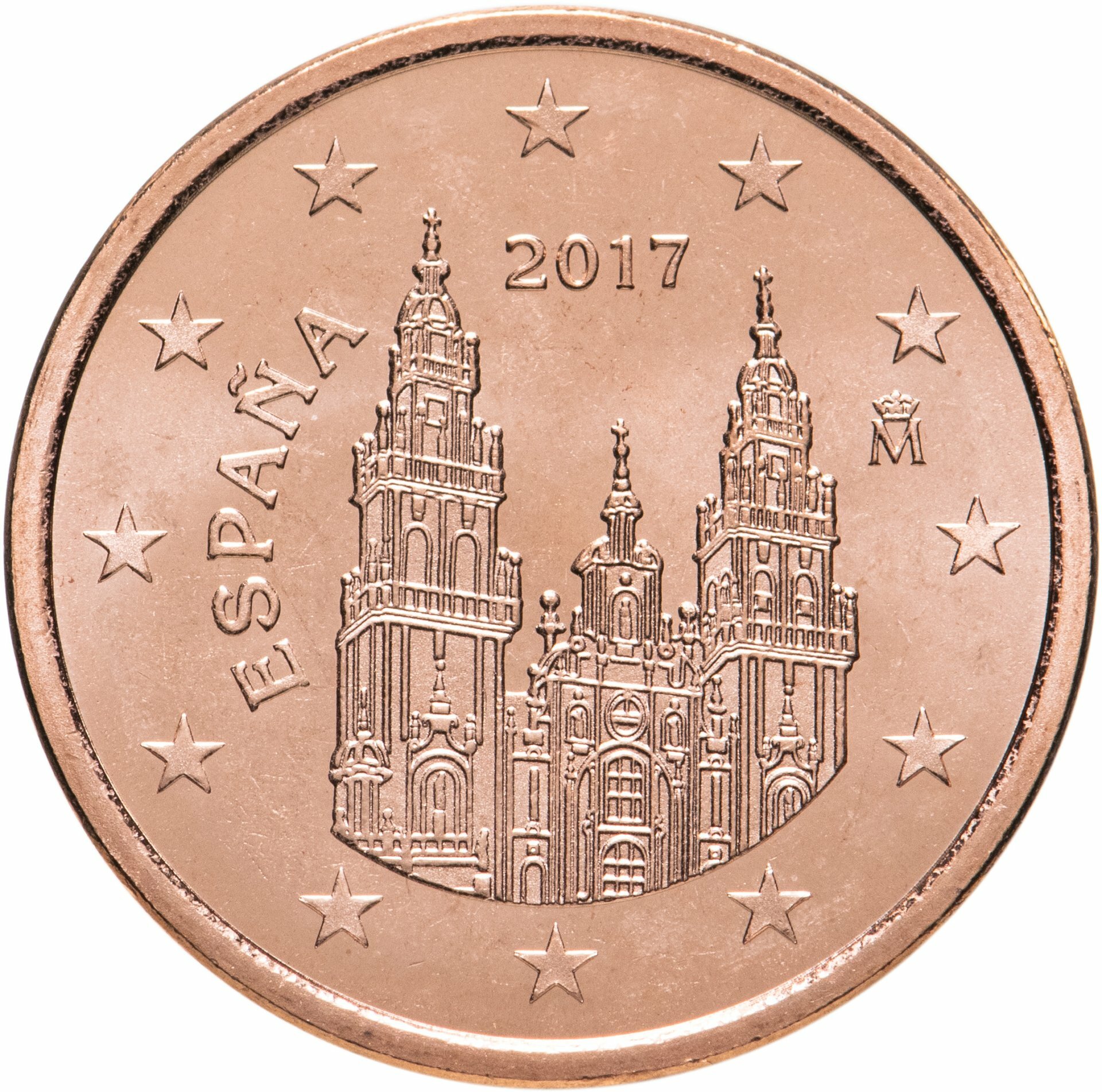 Испания 5 евроцентов 2017, Сталь, в сохранности UNC