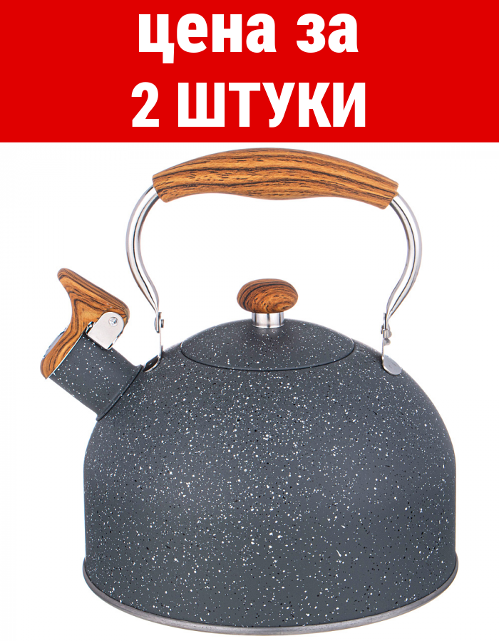 Комплект 2 шт, Чайник 2.5л со свистком нерж, индукция, 937-901