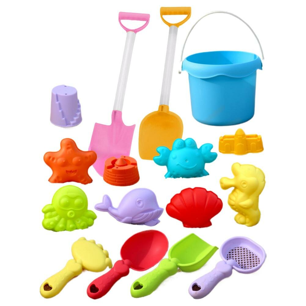Детский набор для песочницы 16 предметов, Ведро для детских пляжных игрушек