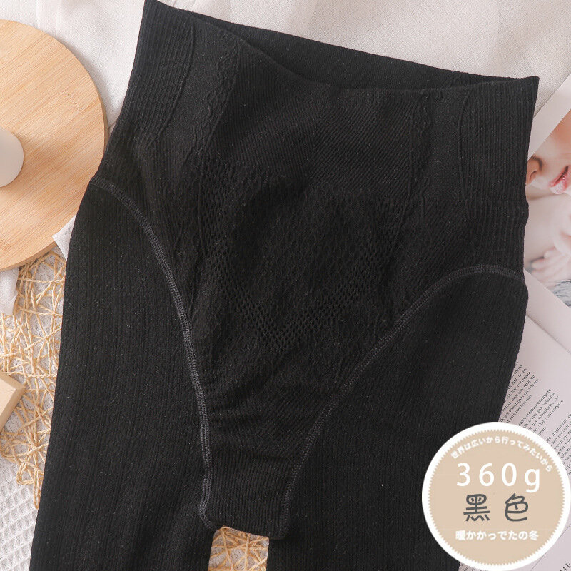 Хлопковые и льняные колготки в японском стиле для женщин, осень и зима, слегка компрессионные, стройнящие ноги, ребристые эластичные леггинсы, плотный однотонный цвет, высокая талия