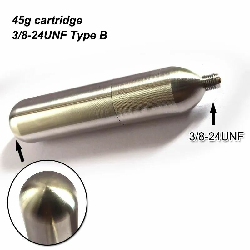 Баллон высокого давления с двойным уплотнением многоразового использования 45g 3/8-B