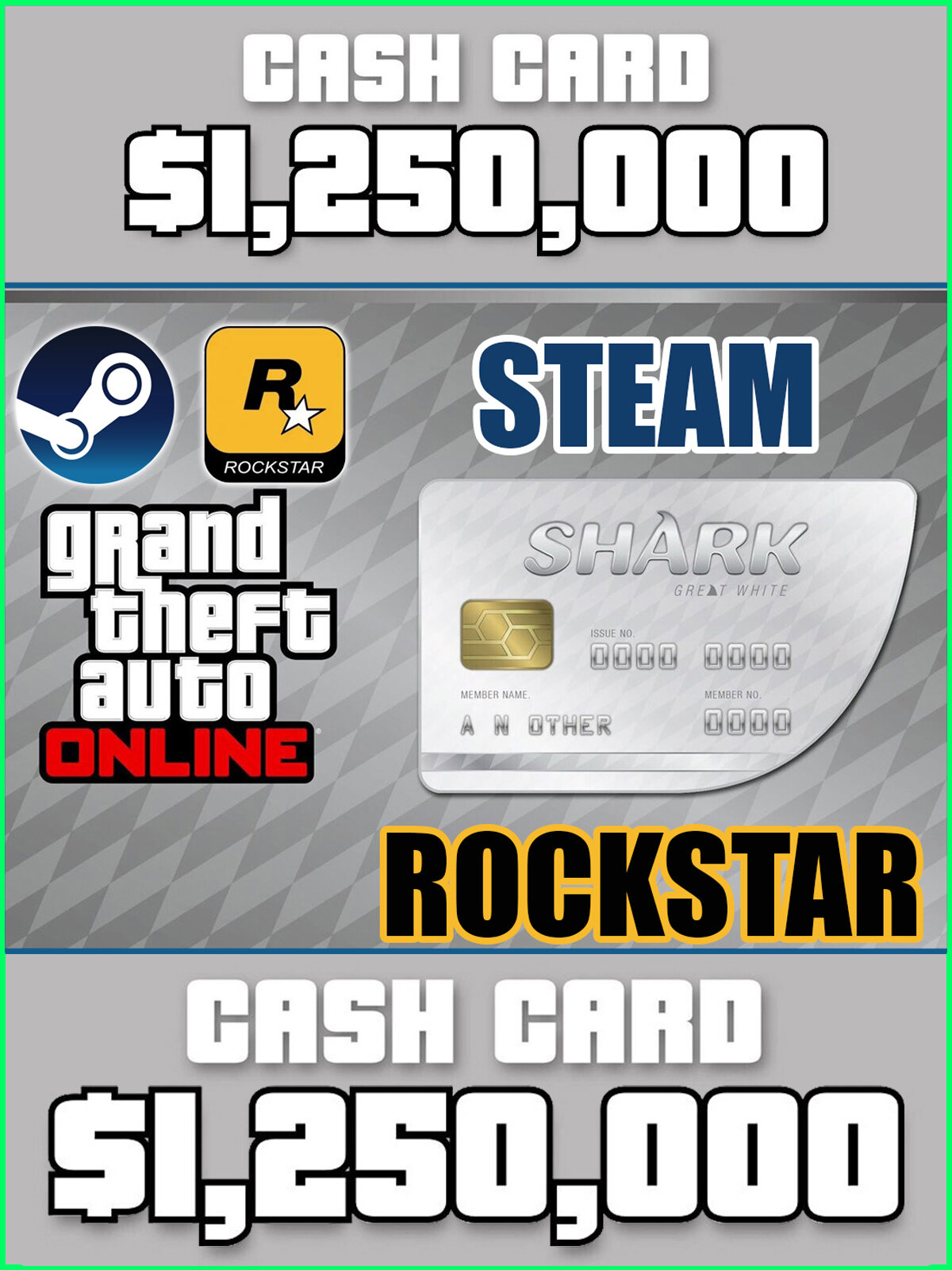 GTA 5 Online $1 250 000 / Steam / Social Club / Epic / Ключ Денег ПК/ Платежная Кэш Карта / Cash Card ГТА 5 Онлайн
