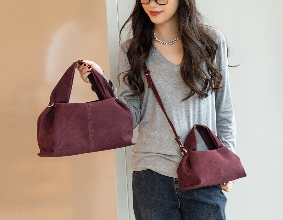 Французская нишевая сумка из замши Polene, из натуральной кожи, одно плечо, кроссбоди, винтажная, универсальная, сумка для обеда, женская сумка