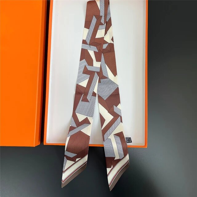 Новый цветной клетчатый брендовый дизайнерский саржевый шелковый шарф роскошный шарф женский фуляр Узкая сумка шарфы модный шейный платок повязка на голову Лидер продаж