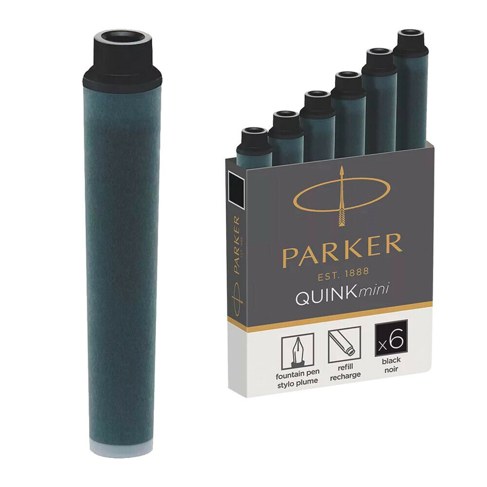 Картриджи чернильные PARKER Мини Cartridge Quink, комплект 6 шт, черные, 1950407
