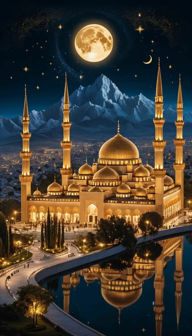 Алмазная живопись "Мечеть Хур Шариф", 5D, круглая, 40x50 см. Производитель: Brose Art.