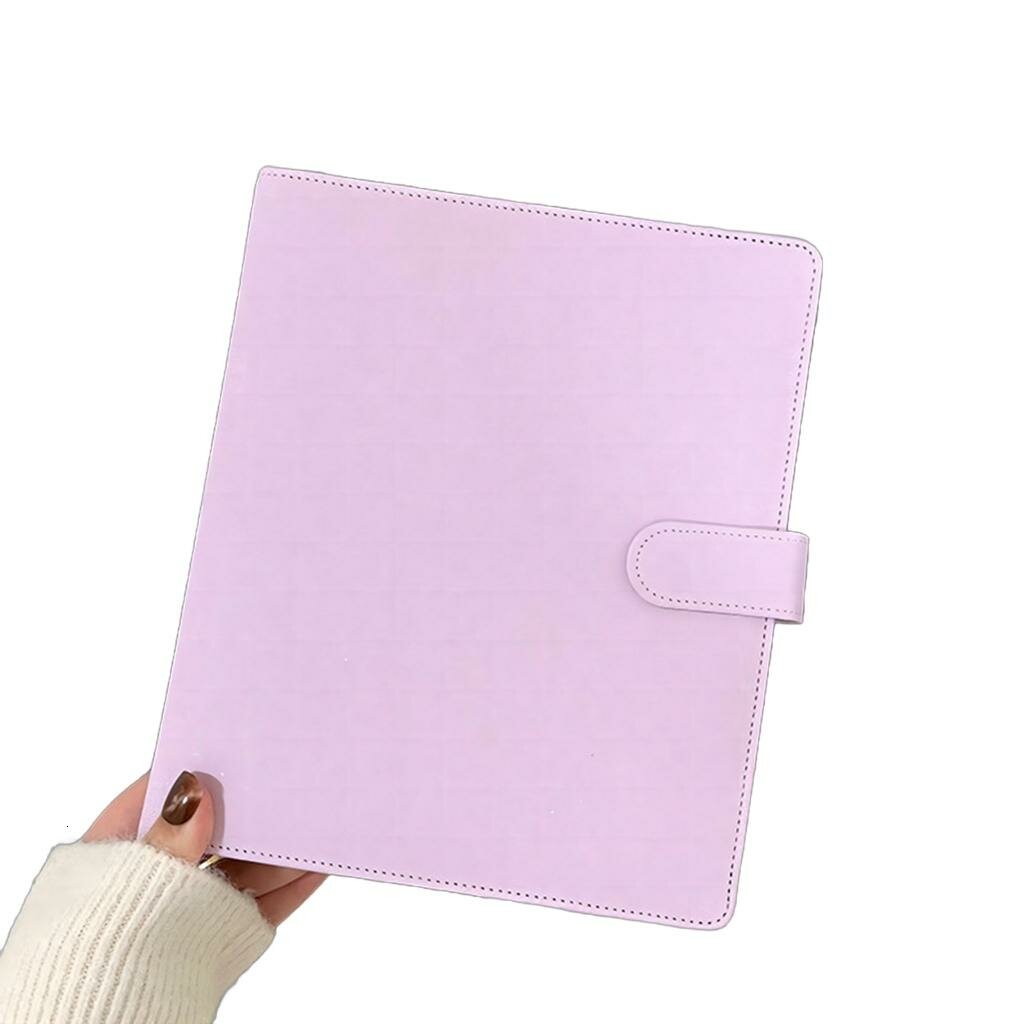 Кожаный блокнот с шестью кольцами и кармашком для карт, Пурпурно - зеленый - Расширенный цветной коврик формата А5