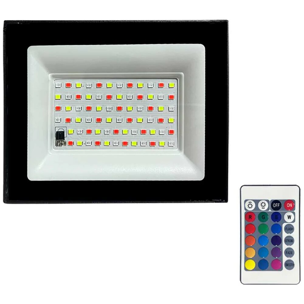Прожектор светодиодный Jazzway PFL- 20Вт RGB-RC BL с пультом, рассеиватель закаленное стекло IP65 5064157
