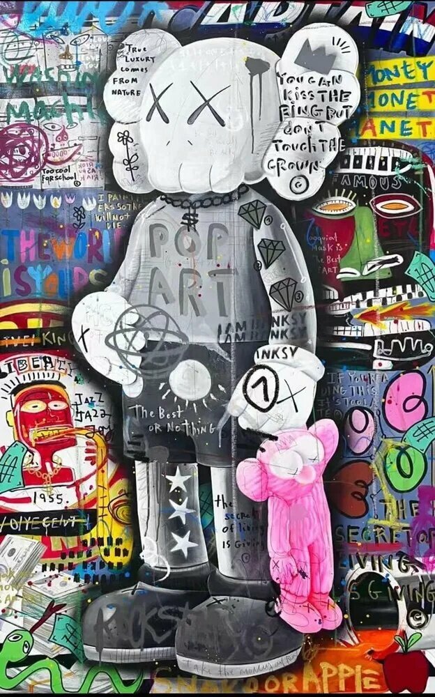 Алмазная картина "Graffiti Kaws" алмазная огранка 40х60 см.