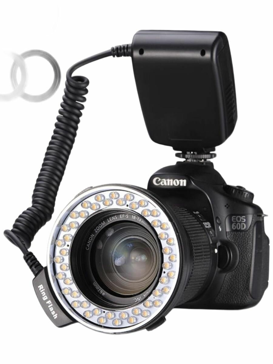 Макро-светодиодная кольцевая вспышка для Nikon, Canon, Olympus, Pentax, Panasonic, Fujifilm